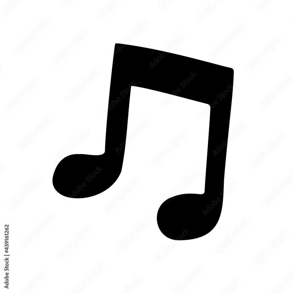 Vector hand drawn doodle sketch music note silhouette isolated on white ...