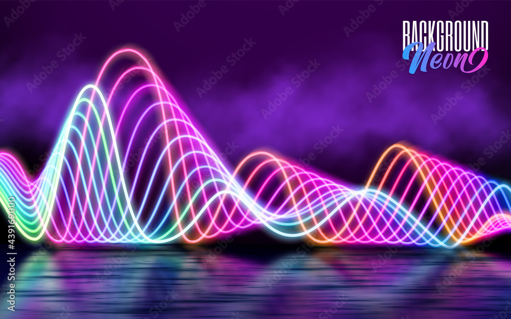 Vector abstract background. Dynamic light flow, with blurred neon light ...