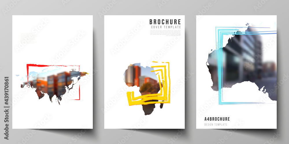 Vector layout of A4 cover mockups templates for brochure, flyer layout ...
