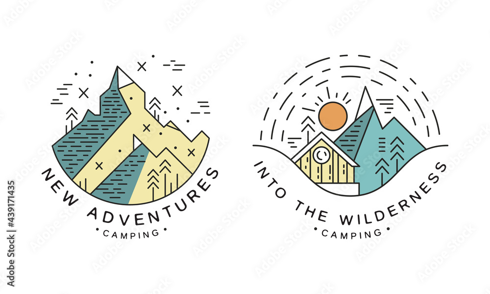 New Adventure Logo Design Set, Into the Wilderness Camping Badges or ...