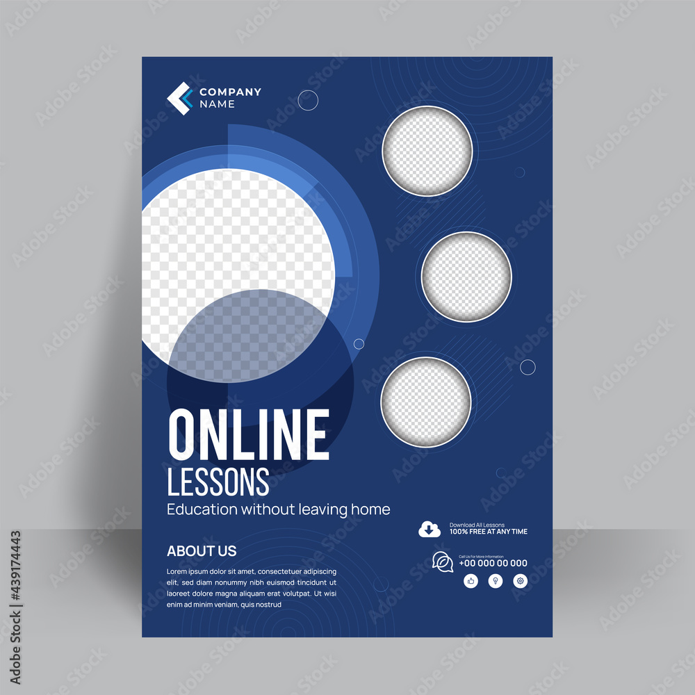 E-learning concept flyer template education learning, information ...