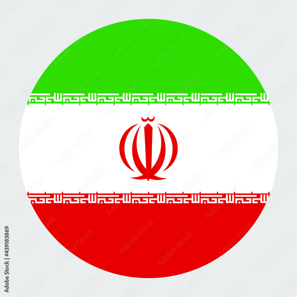 Circle vector flag of Iran banner. National symbol of Middle East ...