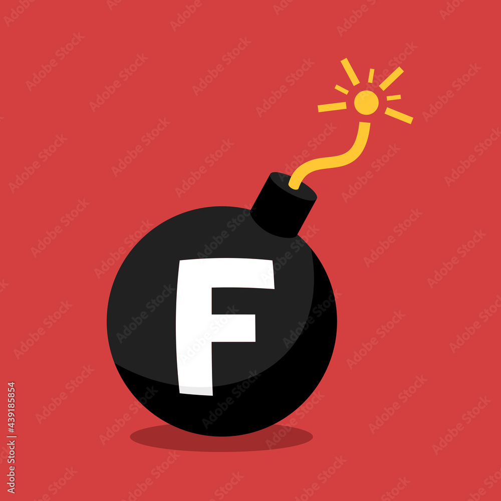 F-bomb - bomb and explosive device with F letter as metaphor of ...