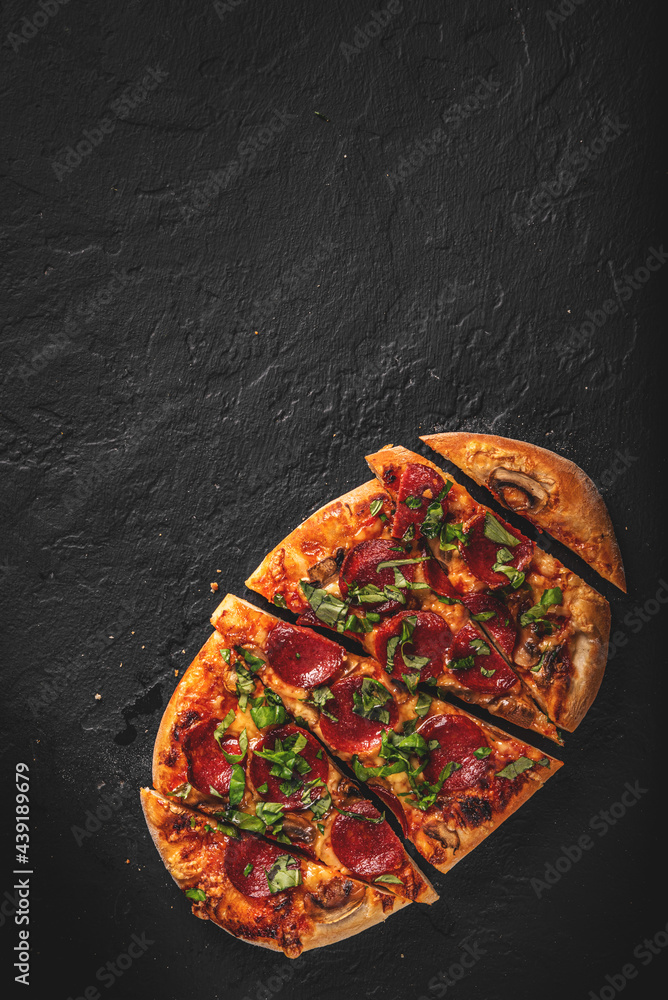 flatbread Pepperoni Pizza with Mozzarella cheese, salami, Tomato sauce ...