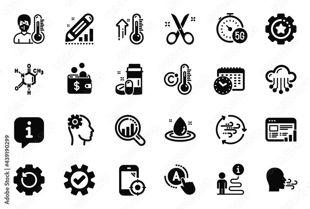 Vector Set of Science icons related to Edit statistics, Breathing ...