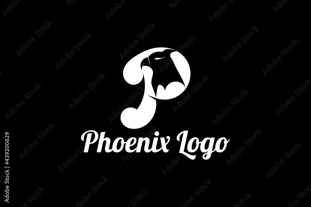 Flat vector logo element with illustration of a Phoenix Bird's Head or ...