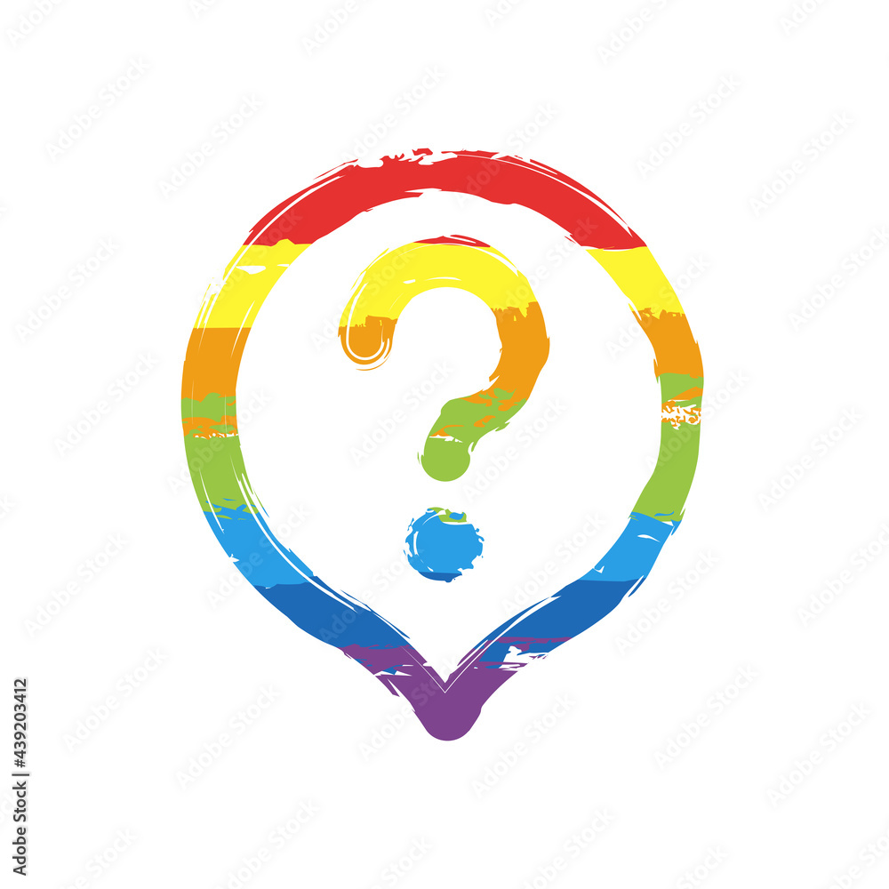 Question mark in bubble, simple icon of faq or chat. Drawing sign with ...