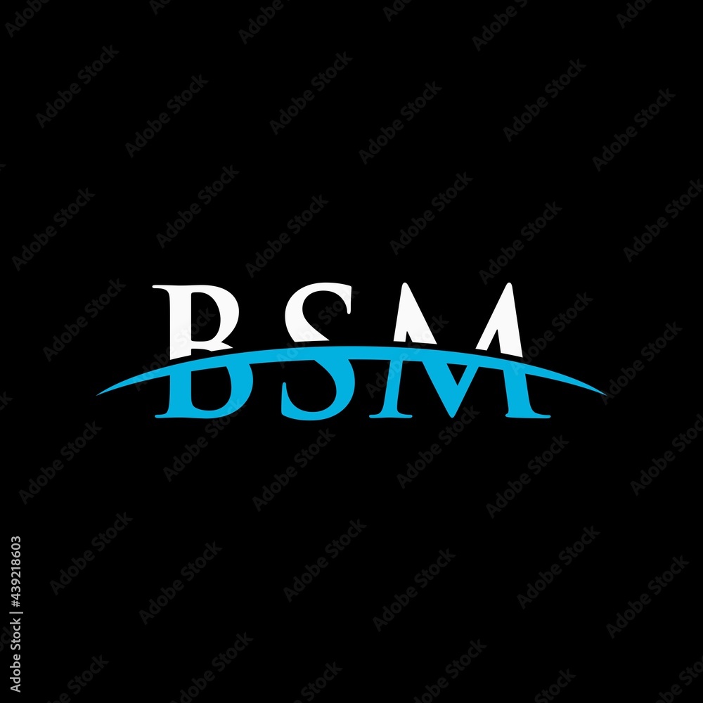 BSM initial overlapping movement swoosh horizon, logo design ...