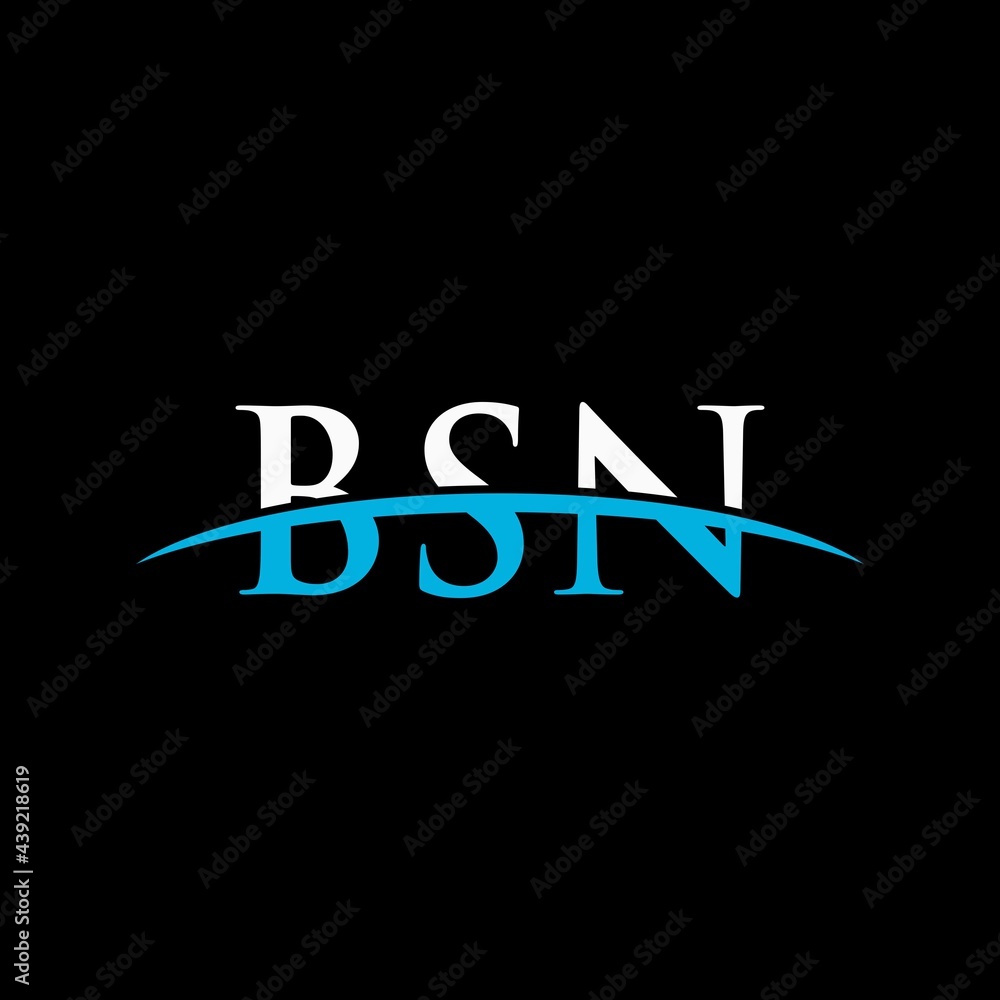 BSN initial overlapping movement swoosh horizon, logo design ...