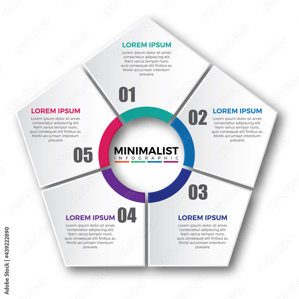 Infographic with pie chart shape design template isolated on white ...