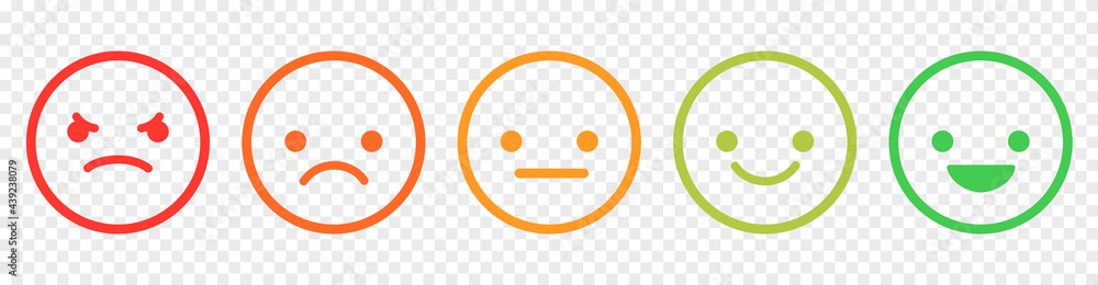 Set of emoticons with different moods. Line art style. Emoji from bad ...