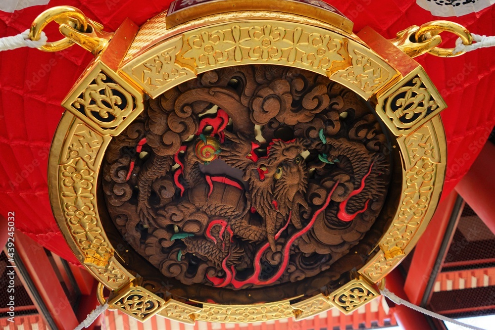 Backward of Kaminari-mon gate at Asakusa Kannon Senso-ji temple in ...