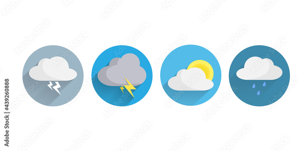 Weather forecast vector clip art set with sun, rain, cloud Stock Vector ...
