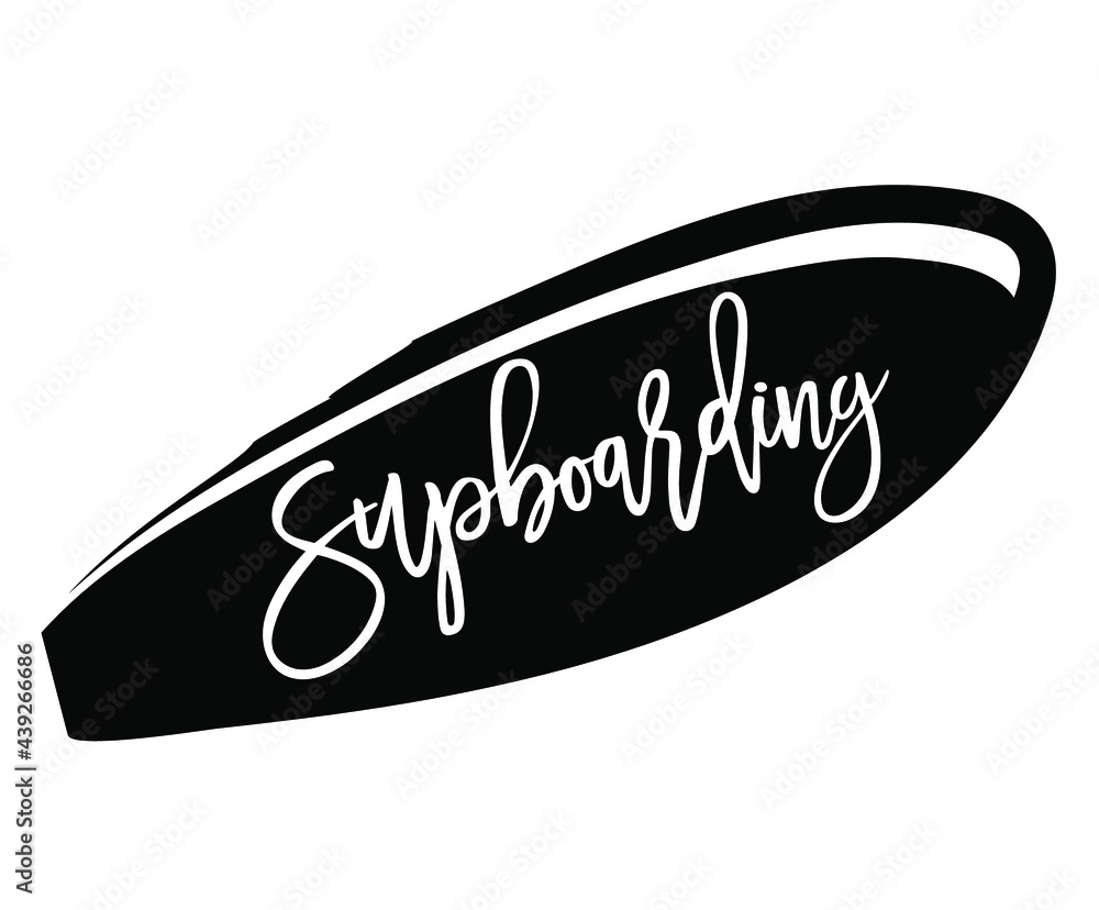 SUP boarding logos. Stand up paddling badges. Vector emblems with SUP ...