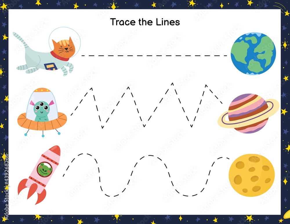Trace lines from animals astronauts to the planets. Activity page for ...