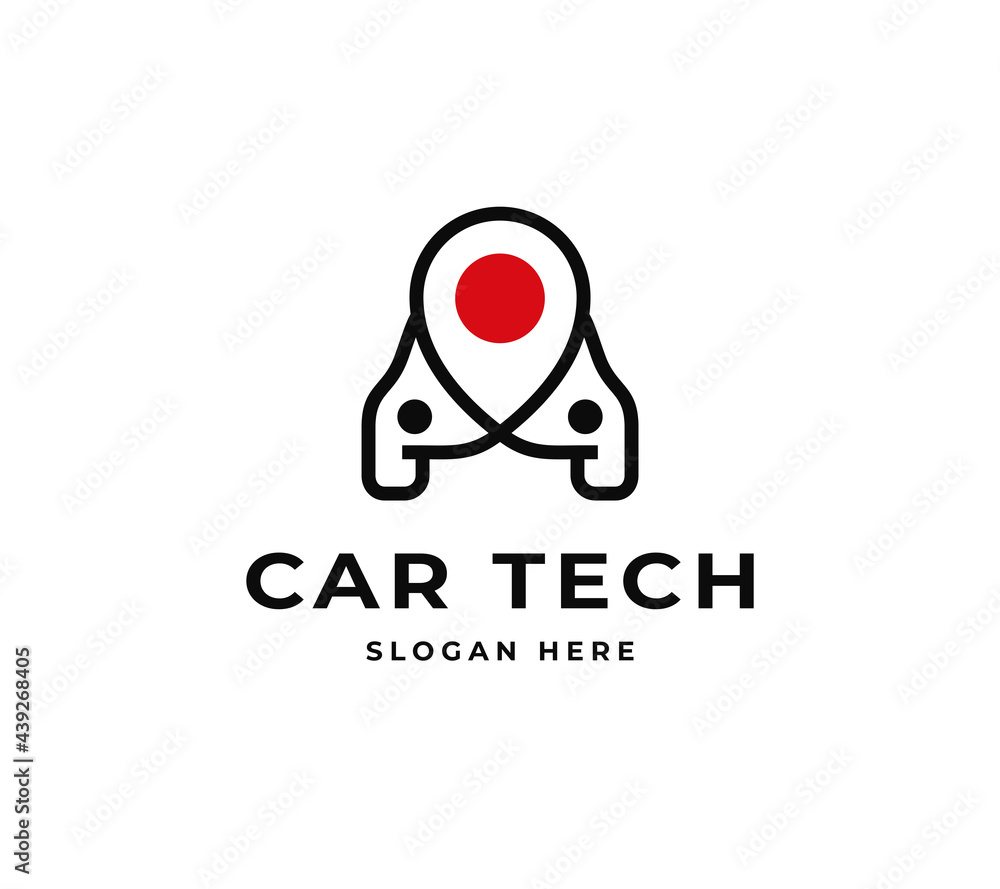Car Pin Location Direction Icon Logo Symbol. Modern Technology Map ...