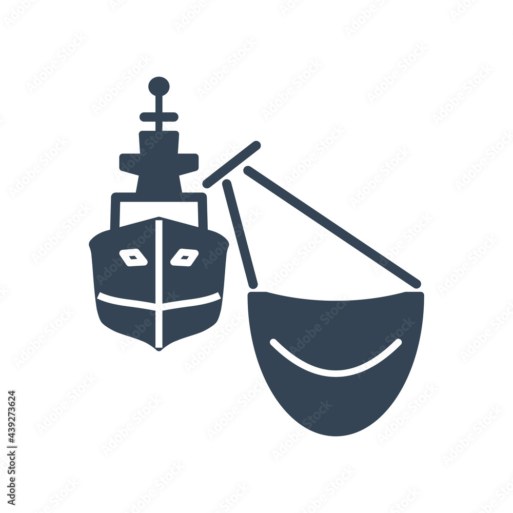 Vector black icon fishing vessel, trawler, seiner Stock Vector | Adobe ...