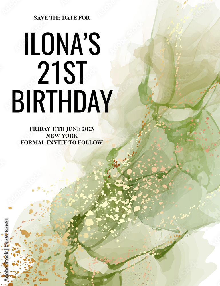 Green Watercolor painted light sage green texture with white gold foil ...