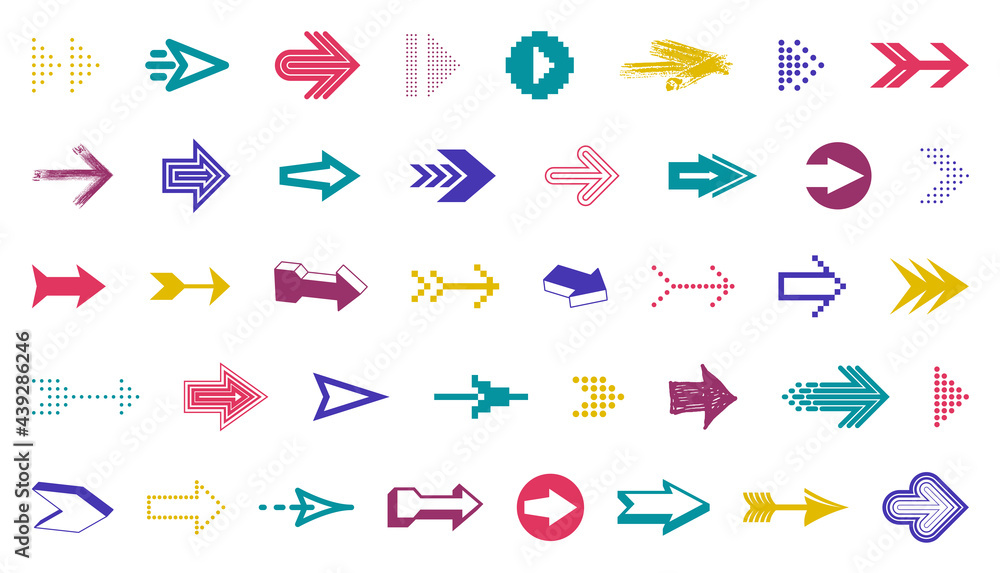 Diverse arrow cursors vector set, different shapes styles and concepts ...