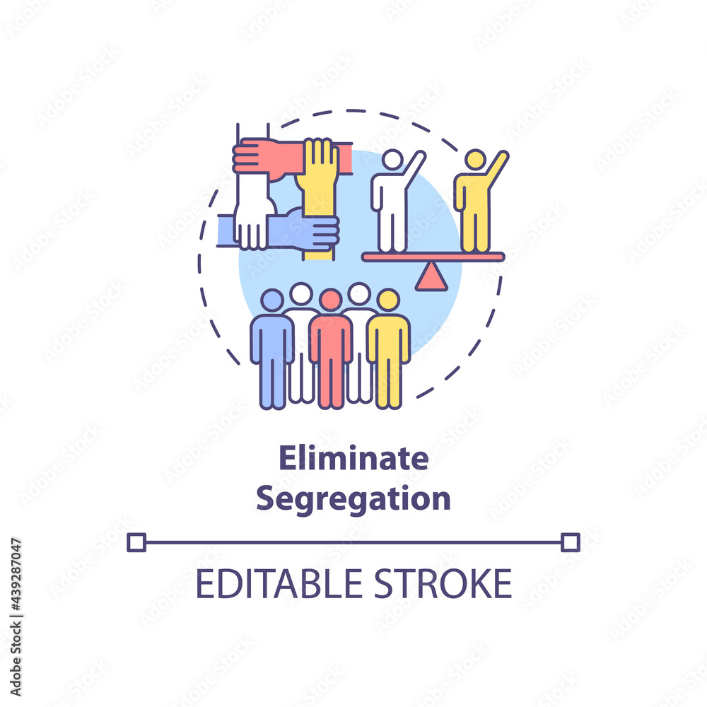 Eliminate segregation concept icon. Fighting racism abstract idea thin ...