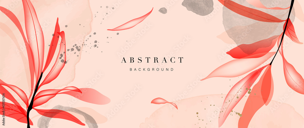 Minimal floral background vector. Abstract art wallpaper design with ...
