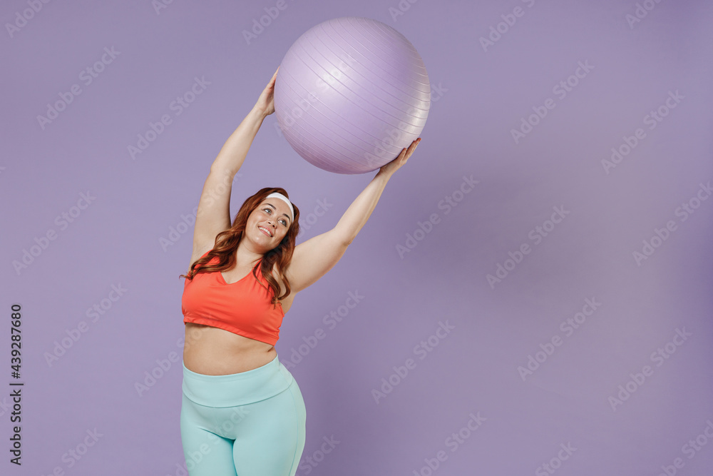 Young fun chubby overweight plus size big fat fit woman in red top warm ...