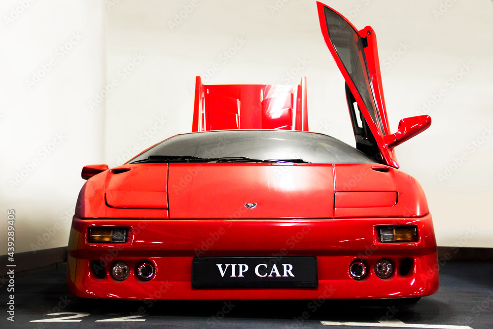 Kiev, Ukraine - May 22, 2021: Red luxury supercar Lamborghini Diablo ...