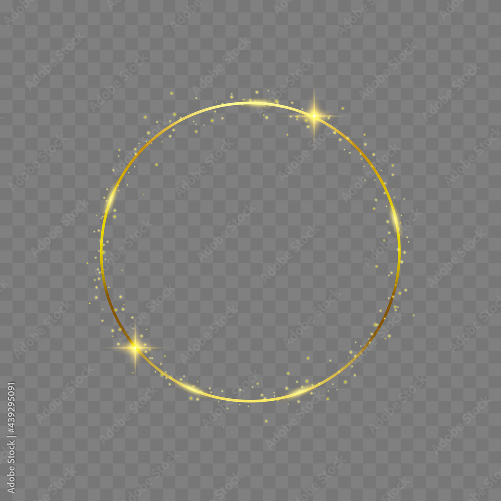 Shiny golden circle, round, ring vector illustration on transparent ...