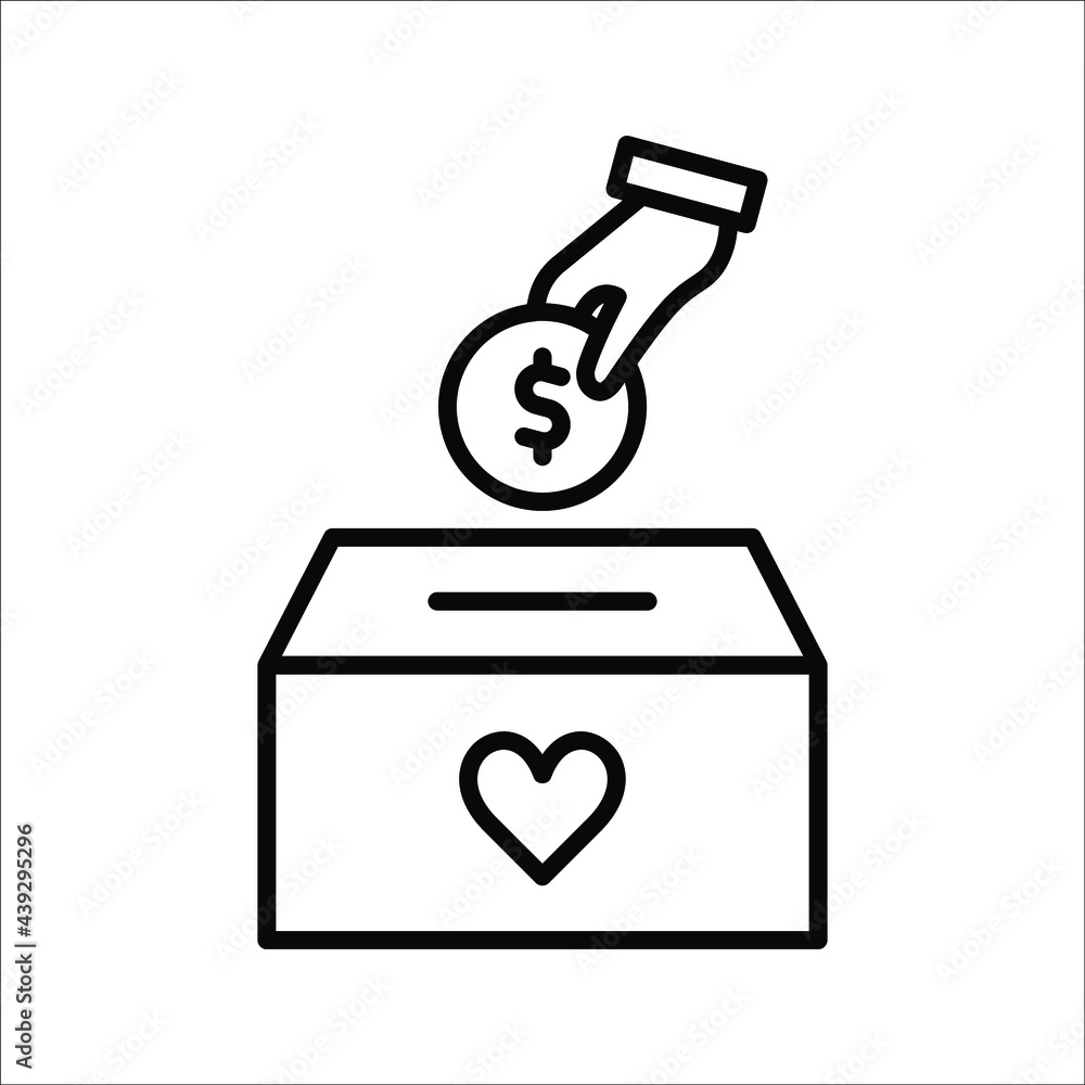 Donation box vector icon. Flat vector donation box icon symbol sign ... Donation box vector icon. Flat vector donation box icon symbol sign ...