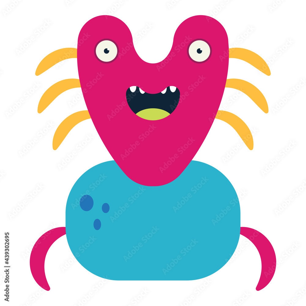 Cute smiling monster vector cartoon character isolated on a white ...