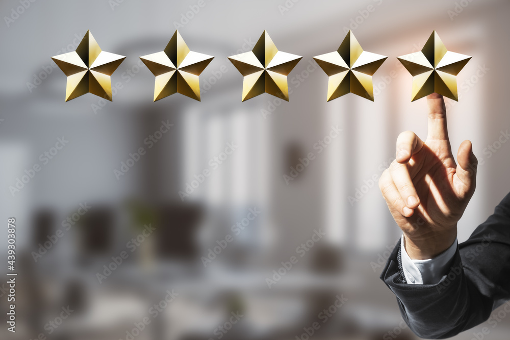 Customer experience and service rating concept with businessman ...