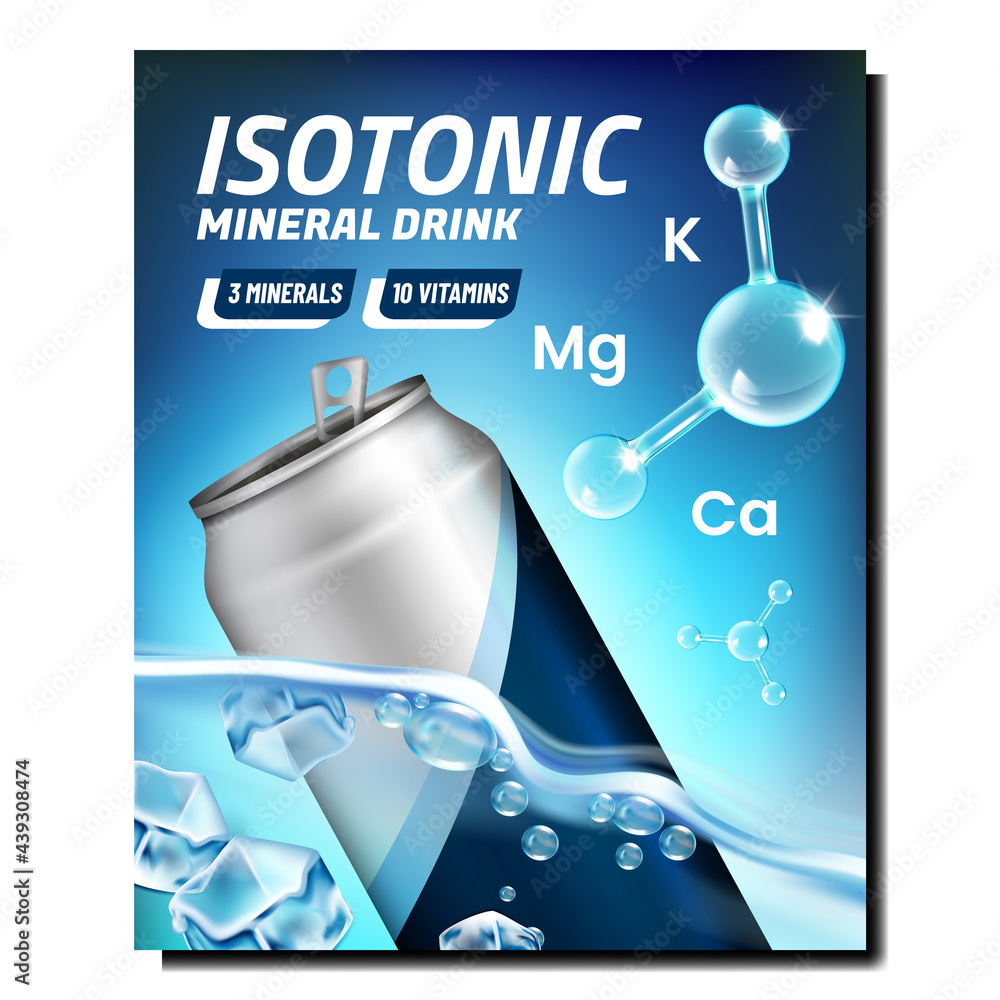 Isotonic Mineral Water Promotional Banner Vector. Refreshment Vitamin ...