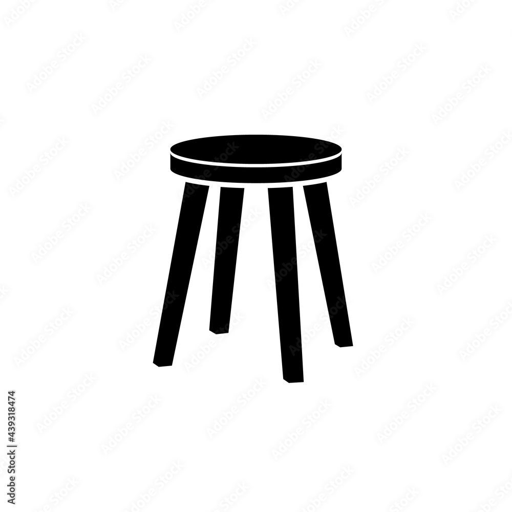 Four legged stool silhouette icon. Clipart image isolated on white ...