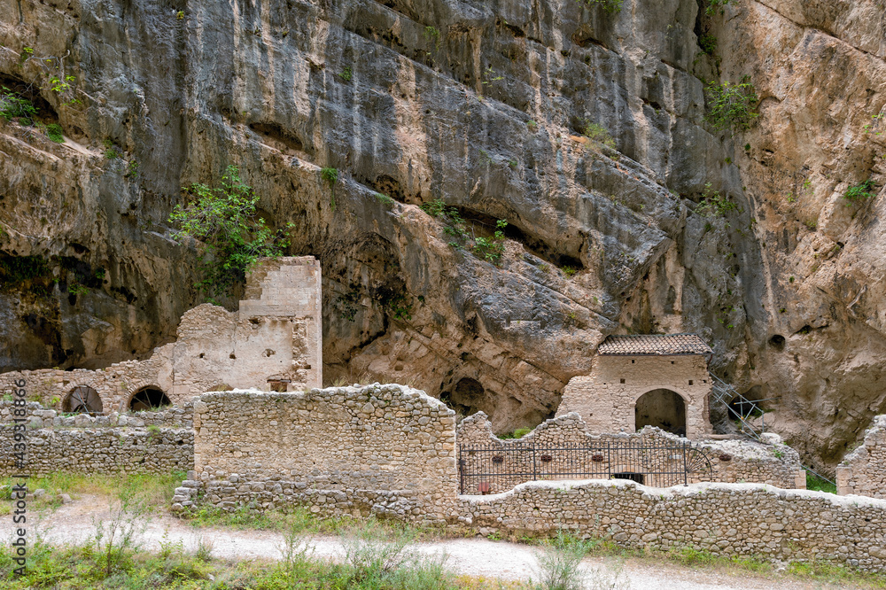 Remains of the ancient Benedictine abbey in the Gorges of Fara San ...