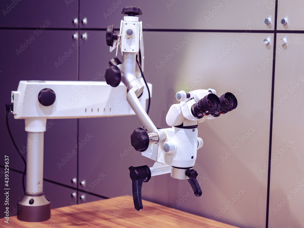 Foto de Dental microscope. Electron microscope dantist is mounted on ...