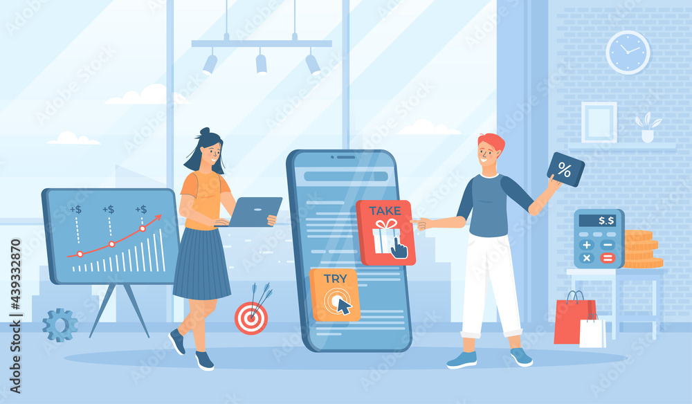 Vetor de Rich Media Ads. Digital advertising. Interactive animation on ...
