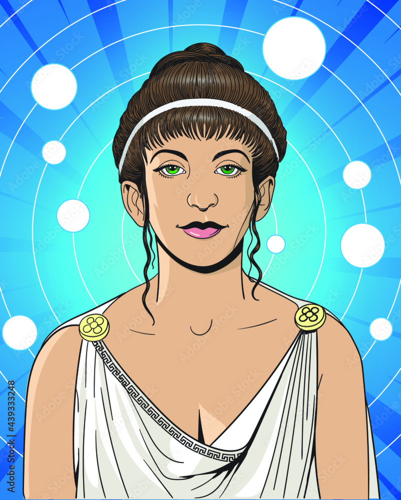 Hypatia line art portrait. She was a Hellenistic Neoplatonist ...