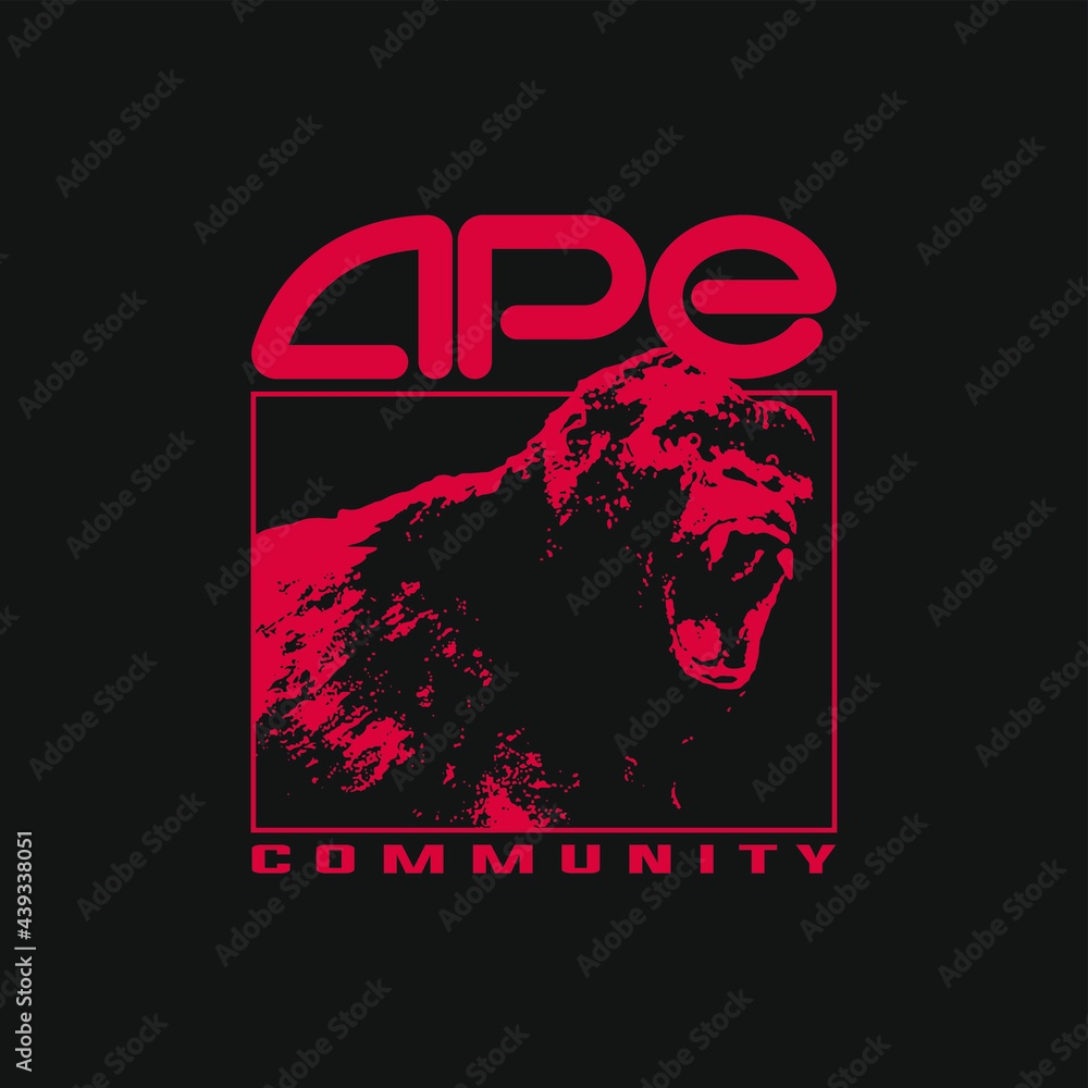 Ape vector T shirt design. Gorilla vector T shirt design. Download it ...