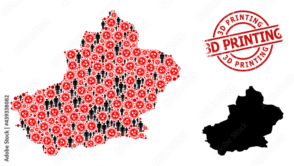 Mosaic map of Xinjiang Uyghur Region constructed from covid elements ...