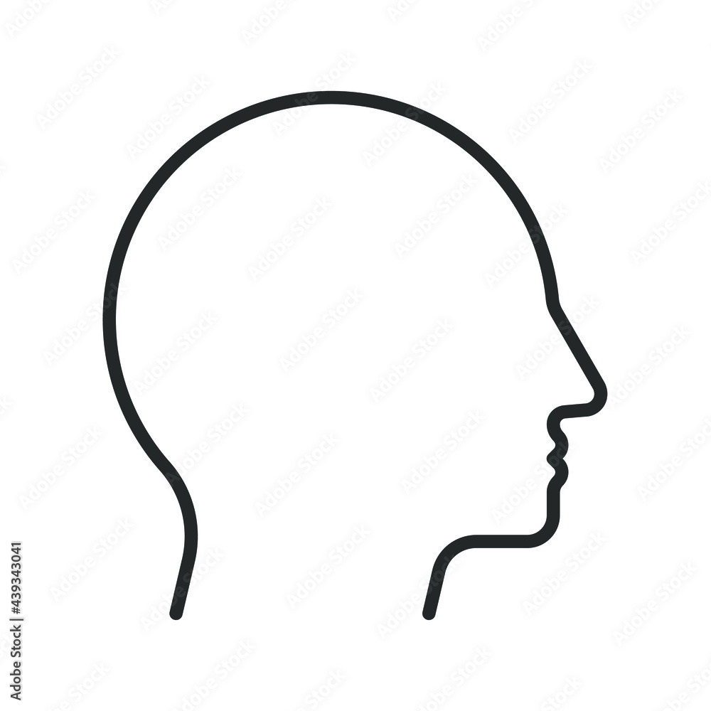 Human head shape vector icon. Person side profile silhouette sign. Man ...