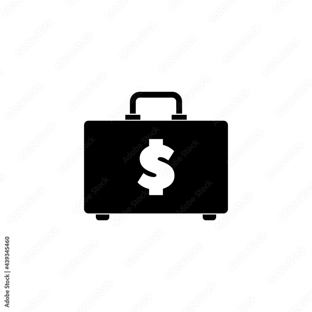Briefcase with Dollar, Money Suitcase. Flat Vector Icon illustration ...