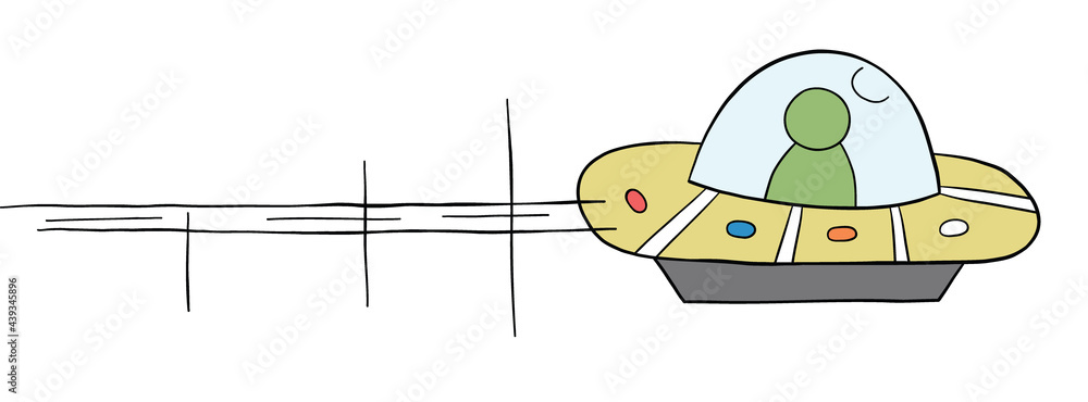 Cartoon vector illustration of flying UFO Stock Vector | Adobe Stock