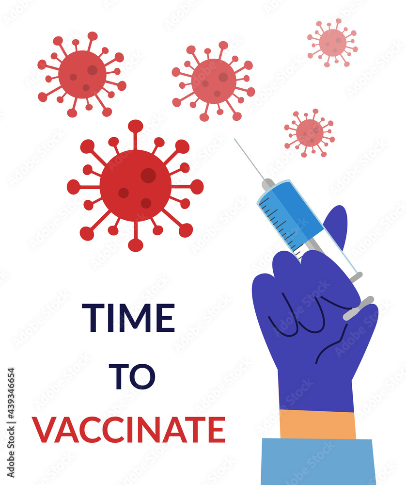 Time to vaccinate poster flyer template layout with a doctor's hand ...