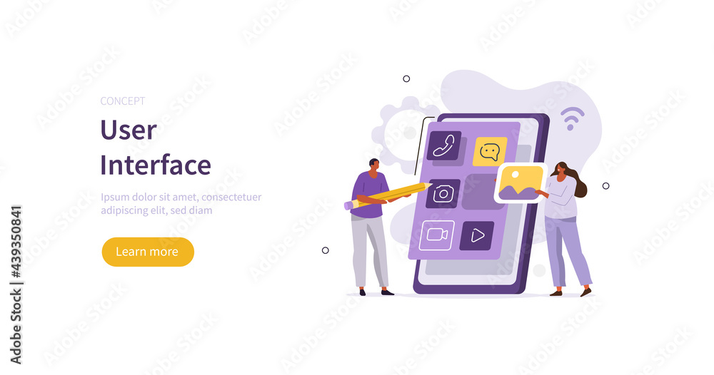 People characters developing user interface for new mobile app ...