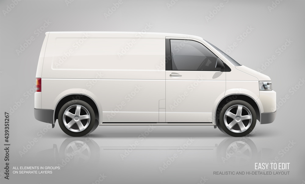 White Cargo Delivery Van realistic vector for Mockup Branding and ...