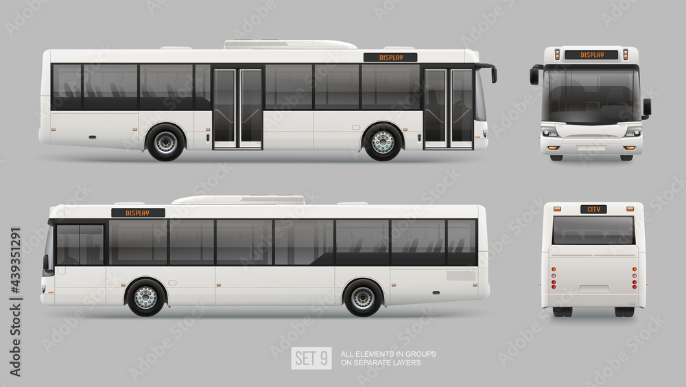 Realistic Vector Passenger Bus for mockup, brand identity design and ...