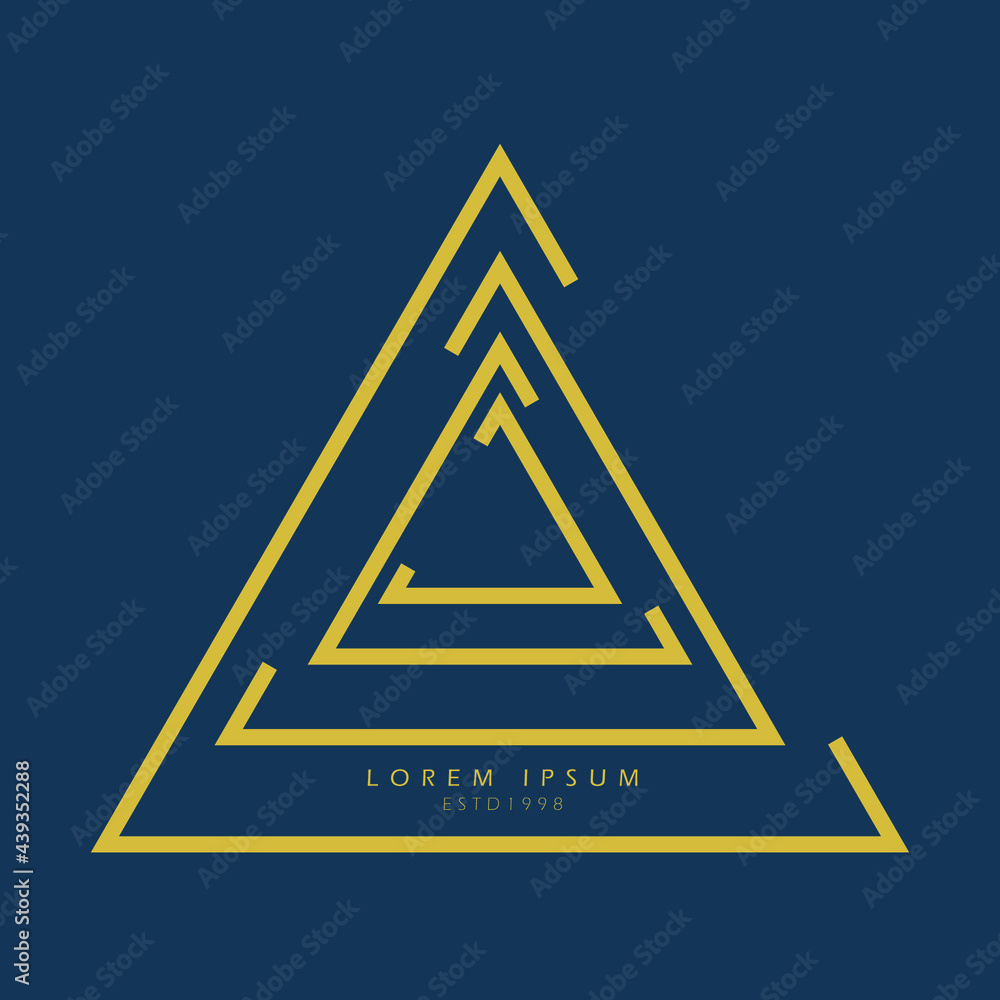 Golden abstract logo with geometric shapes and minimalist design. A ...