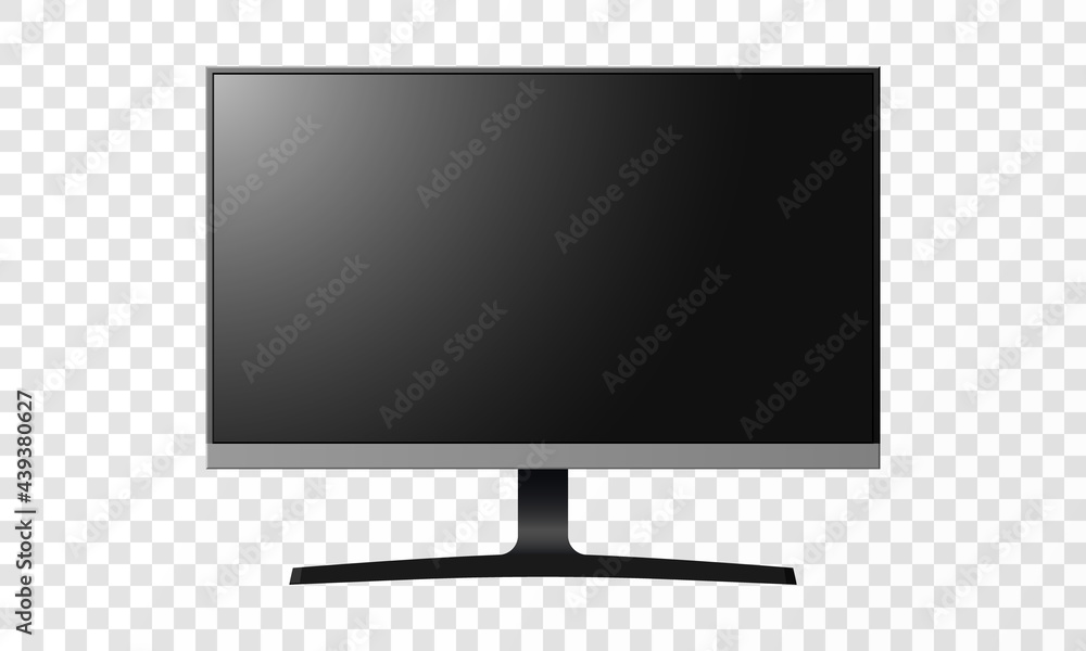 Black flat screen LCD monitor isolated on transparent background vector ...