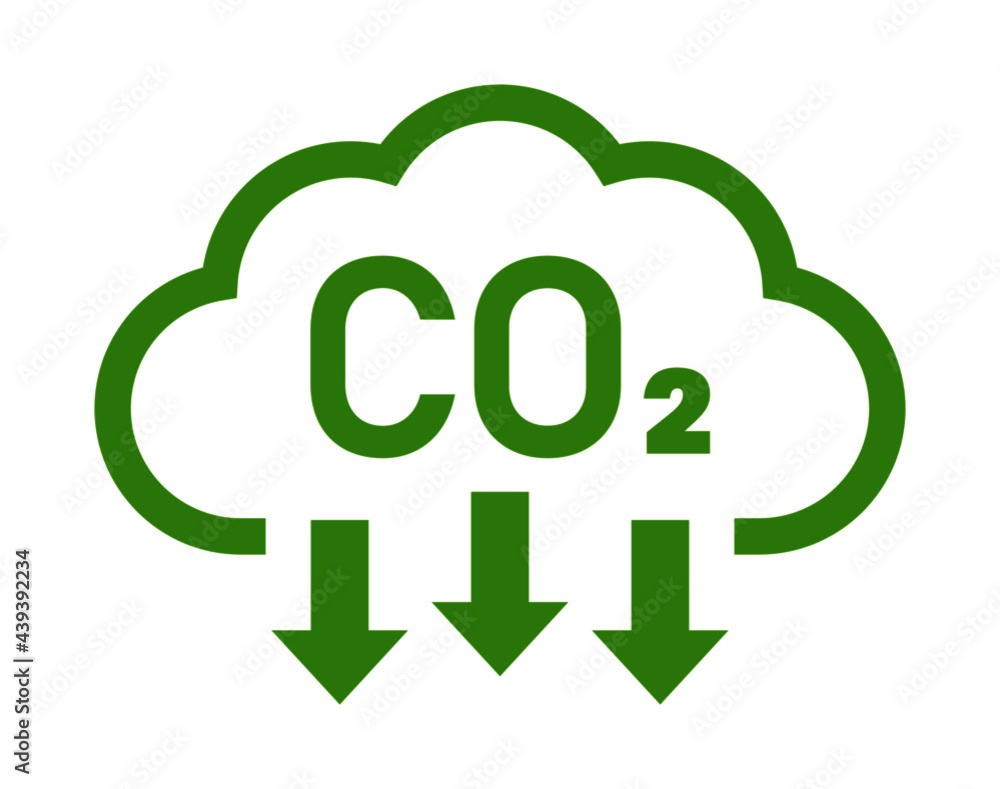 Green cloud co2 reduction vector icon vector de Stock | Adobe Stock