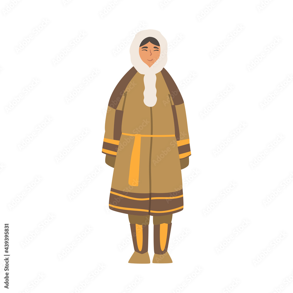 Polar Girl Character, North People Wearing Warm Traditional Eskimos ...